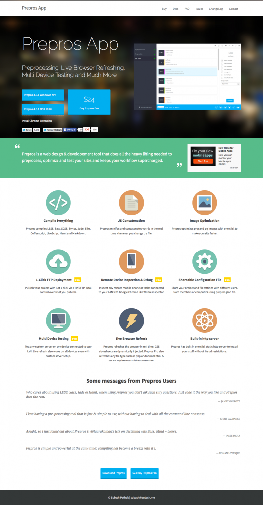Sass を簡単 CSS 翻訳 Prepros | gworks web site